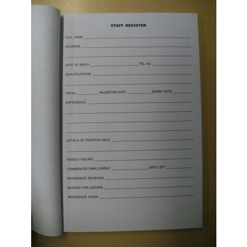 A4 Staff Register Book | CLH Healthcare