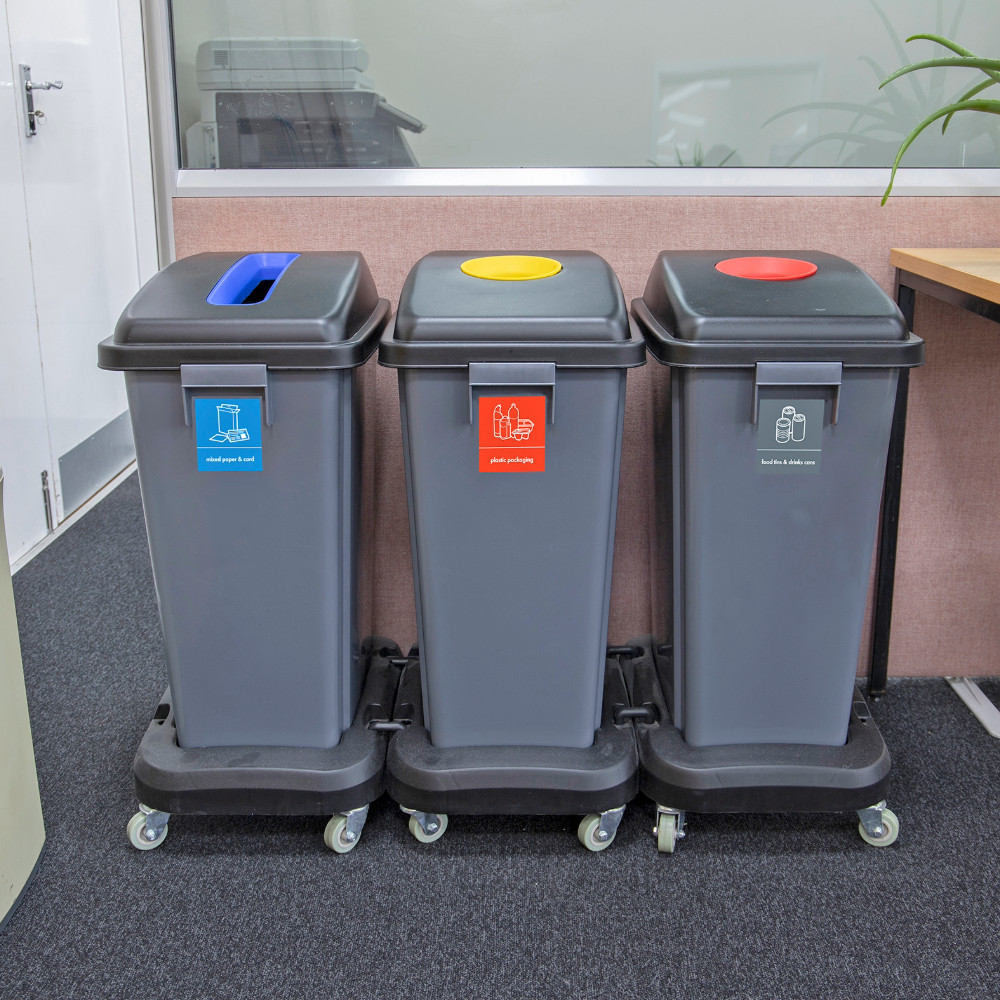 3-Stream 60L Buddy Recycling Bin Kit with Lids & Wheeled Base | CLH ...