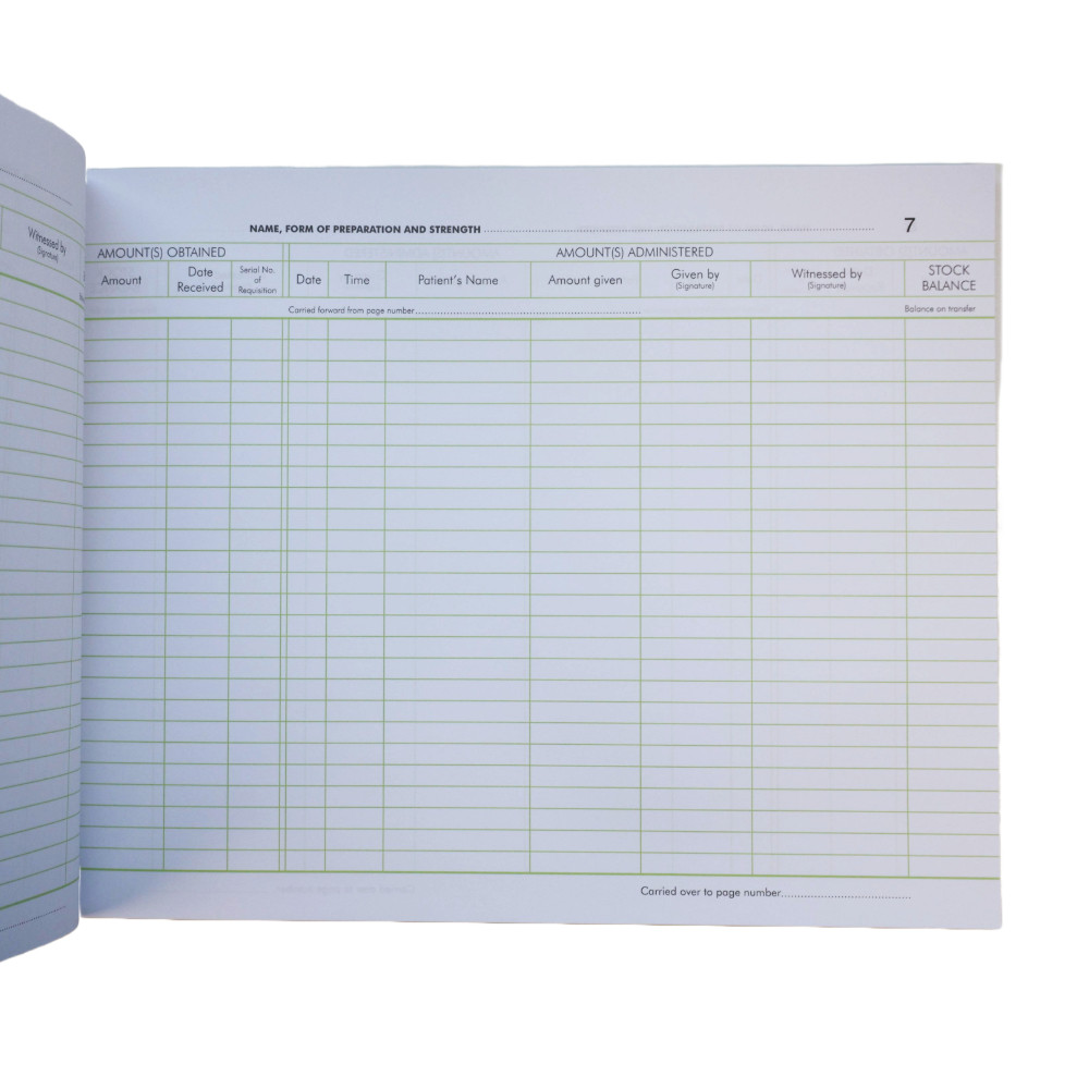 A4 Ward Controlled Drugs Order Book | CLH Healthcare